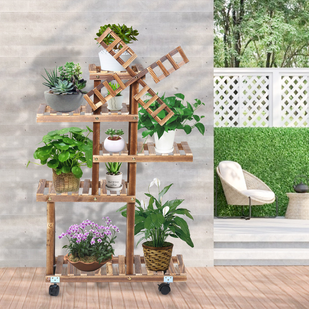 Arlmont & Co. Multi-Tiered Wood Plant Stand | Wayfair