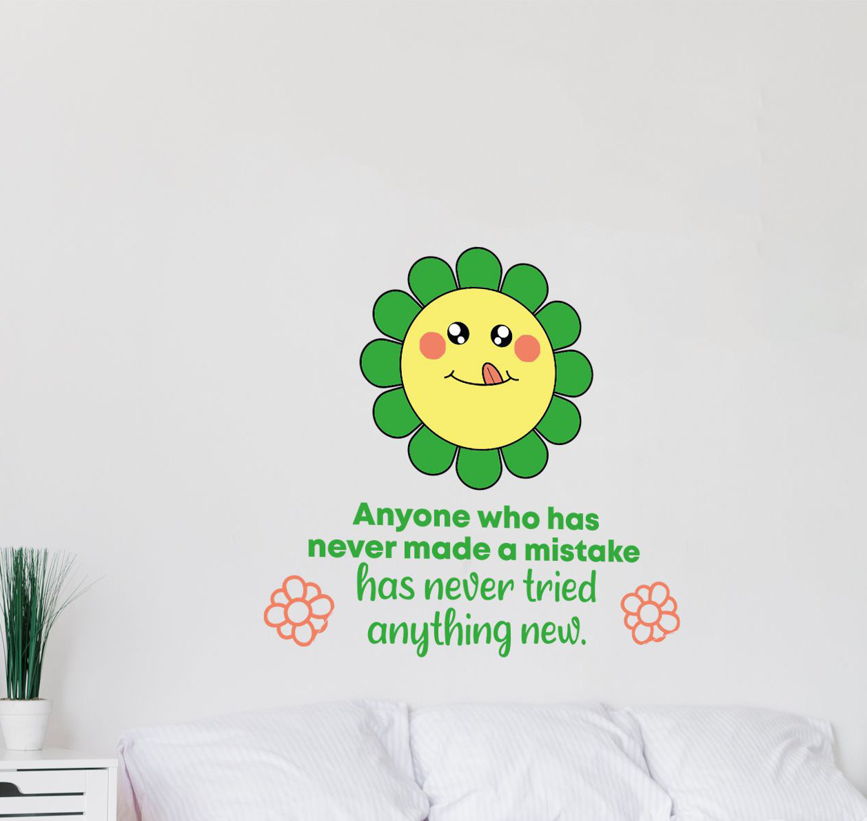Zoomie Kids Mistake Flower Cute Life Quote Cartoon Quotes Wall Sticker ...