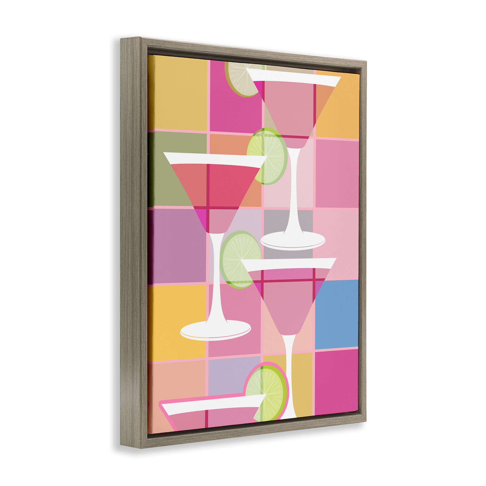 Winston Porter Cocktail Squares Design Framed Floater Canvas Wall Art ...