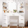 Ebern Designs Vanity Table Set With Mirror And Storage Shelves, Bedroom ...