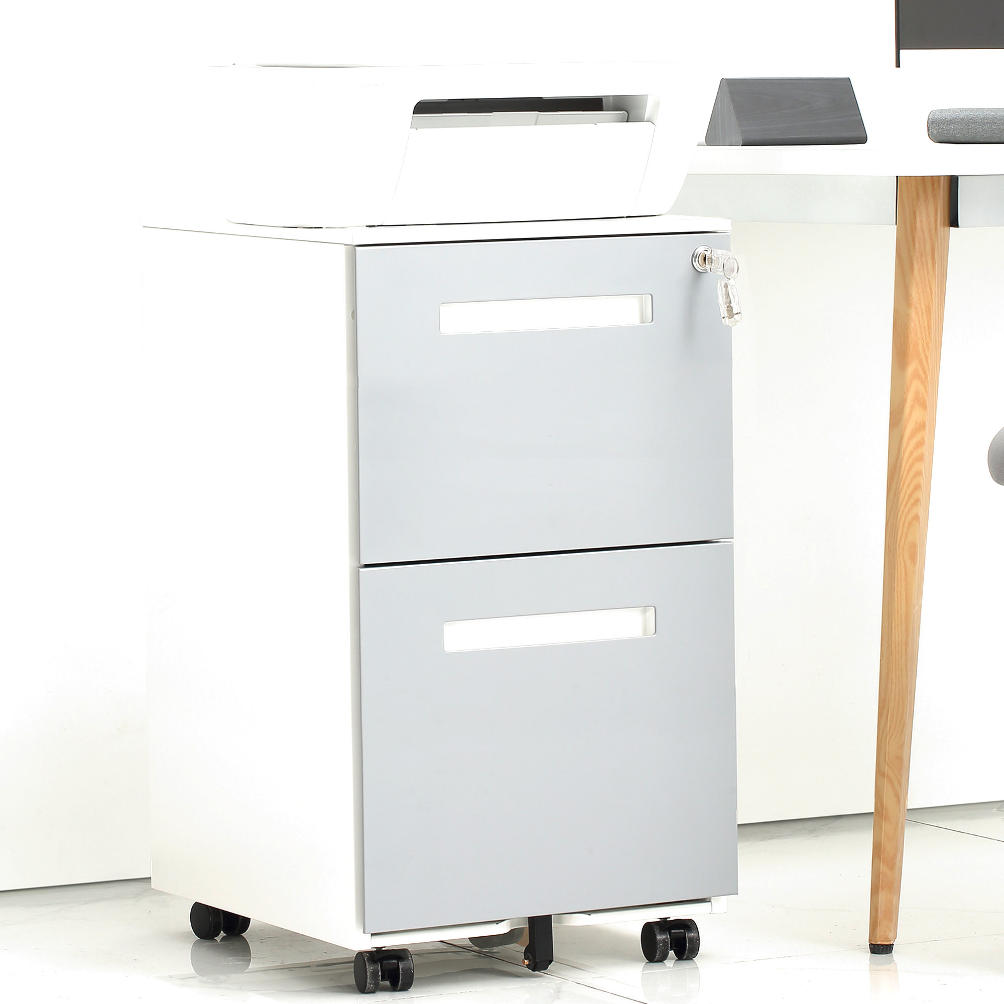 Latitude Run® 2 Drawer Mobile Locking File Cabinet, Rolling Filing ...