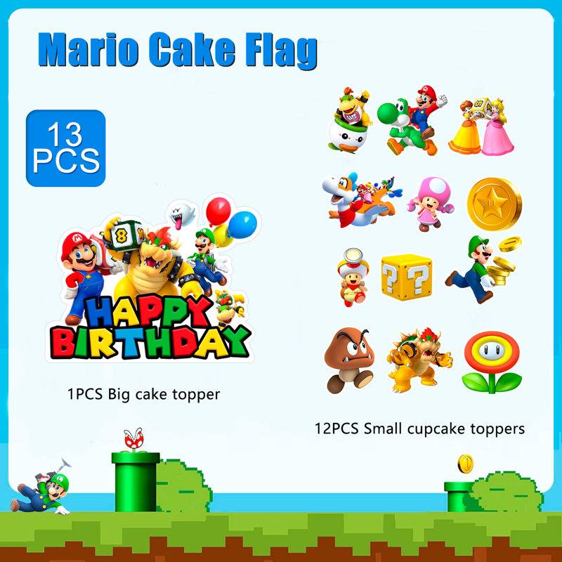 Dakota Fields Super Mario Cake Decorations | Wayfair