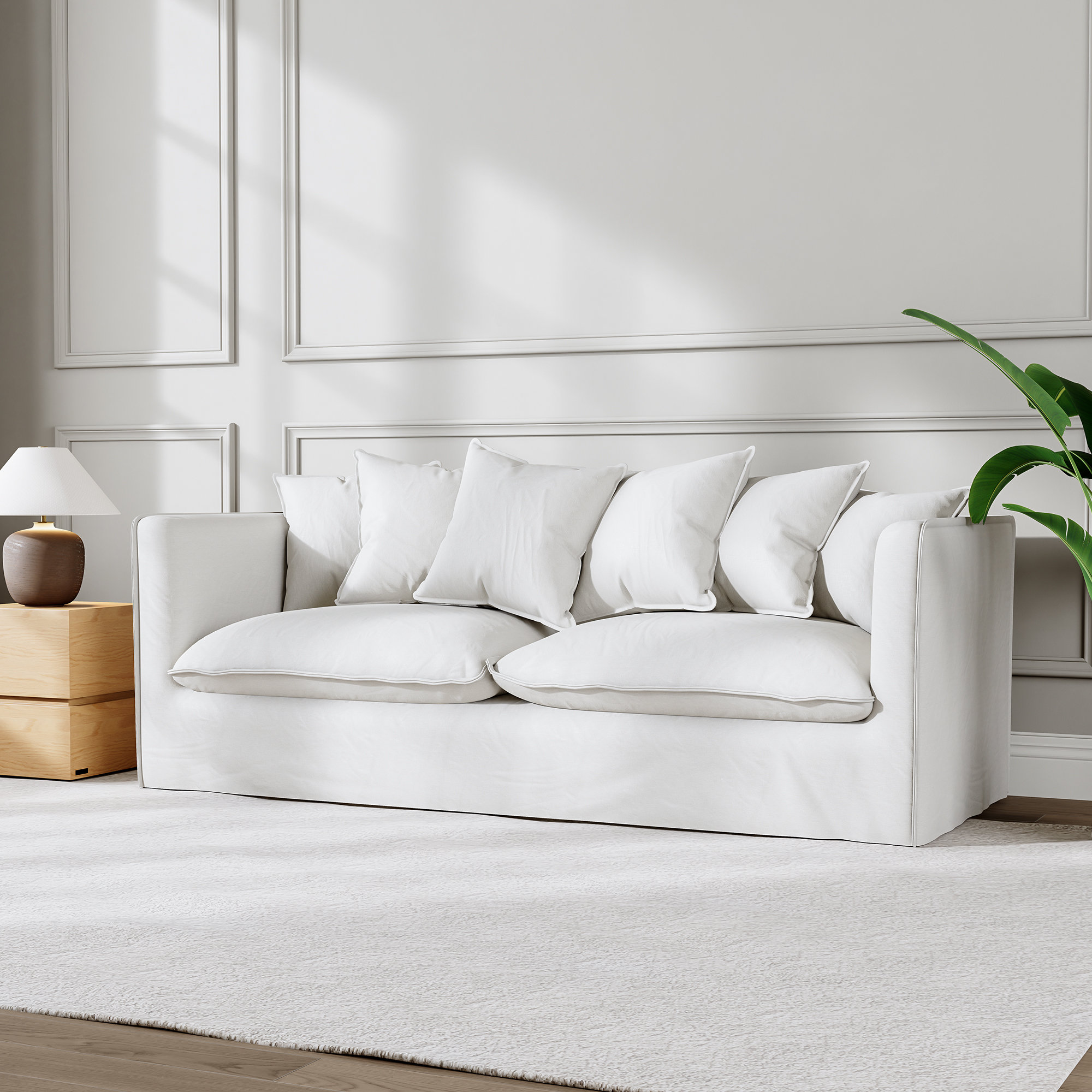 Wade Logan® Castina 80" Fabric Upholstered Contemporary Sofa ...