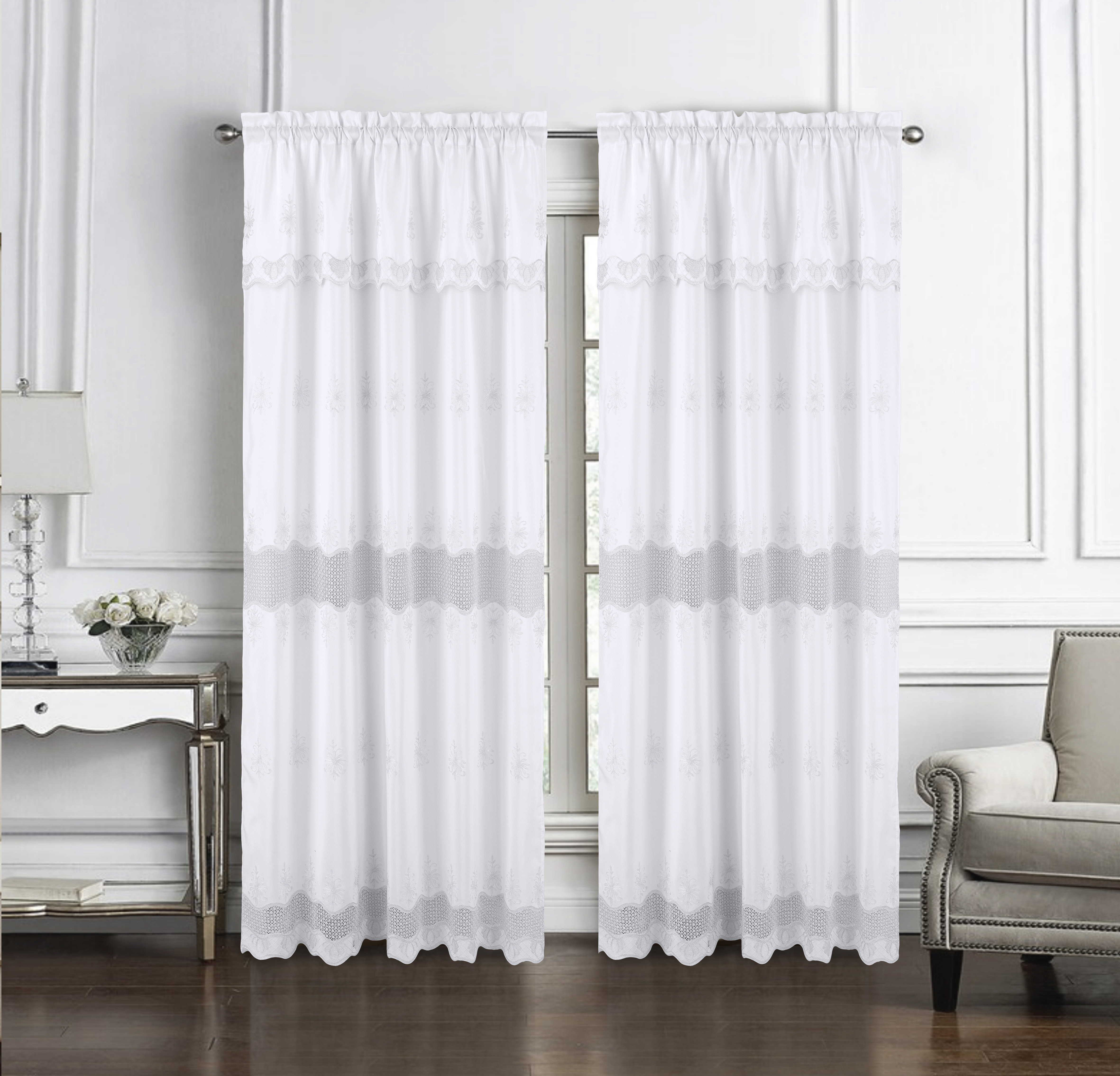 Winston Porter Cristine Macrame Embroidered Window Curtain 84" Or 90 ...