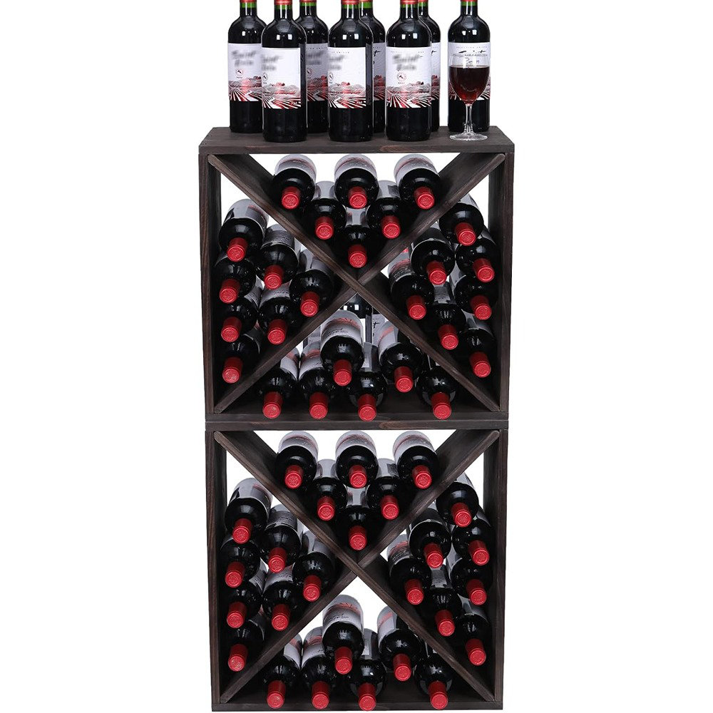 Prep & Savour Wine Racks Countertop Wood Stackable Storage Rustic Retro ...