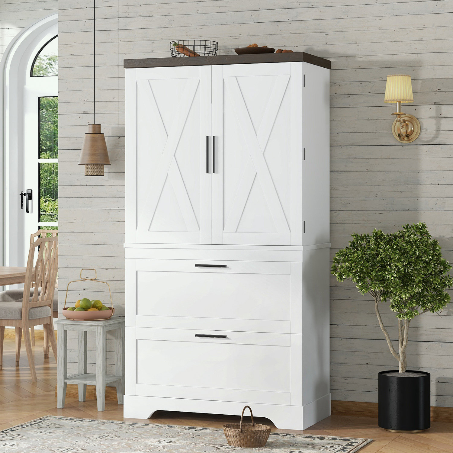 August Grove® Wooden Cabinet with Inside Door Storage Divider with ...