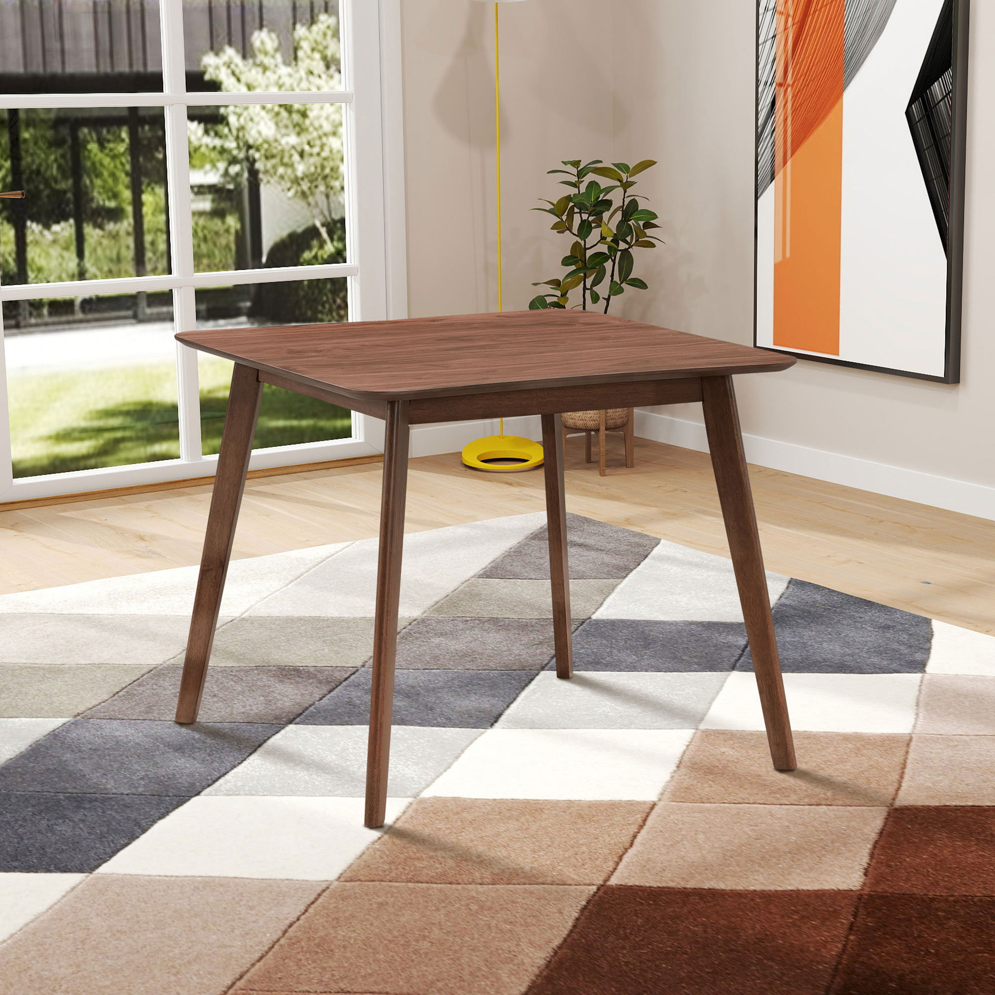 Ebern Designs Modern Square Wooden Dining Table for 4 – Space-Saving ...