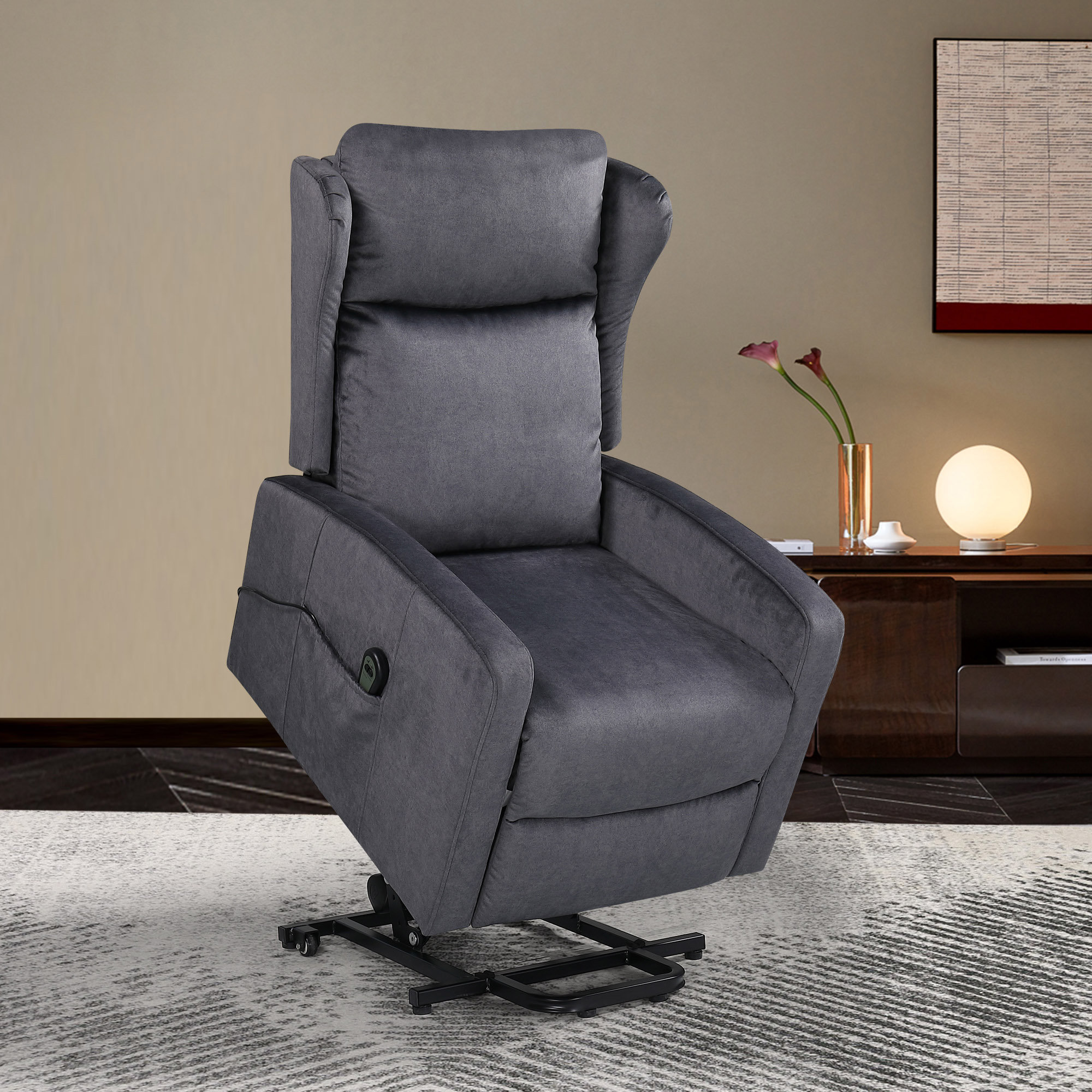 Red Barrel Studio® Power Lift Recliner Chair with Remote Control, Side ...