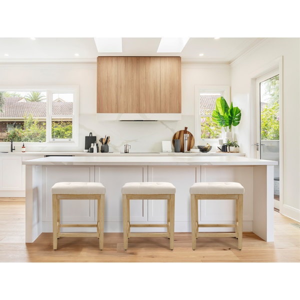 Gracie Oaks 24" Hand-Brushed Wood Backless Counter Height Bar Stools ...