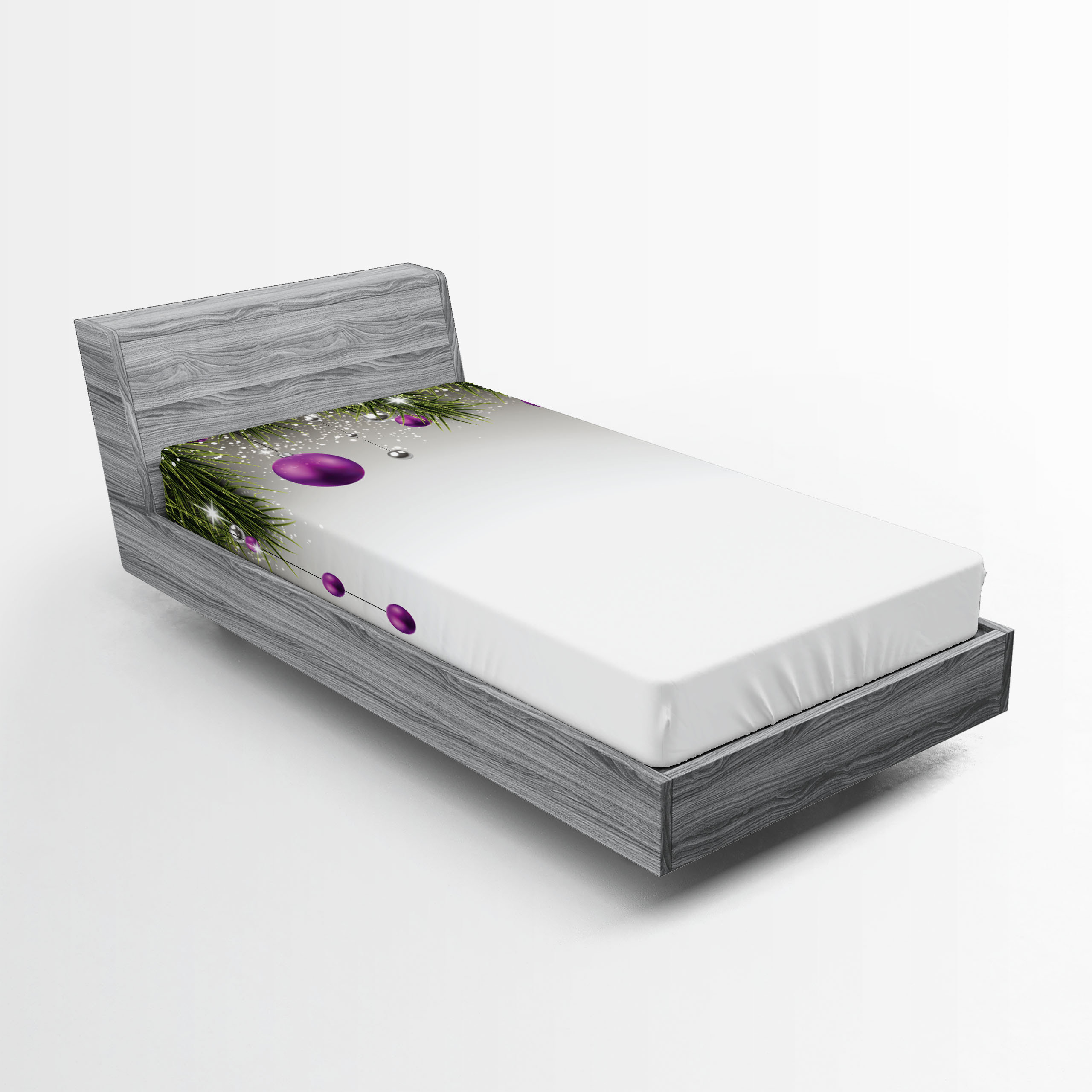 Ambesonne Christmas Fitted Sheet 2-Pack Tree Purple Grey Green | Wayfair