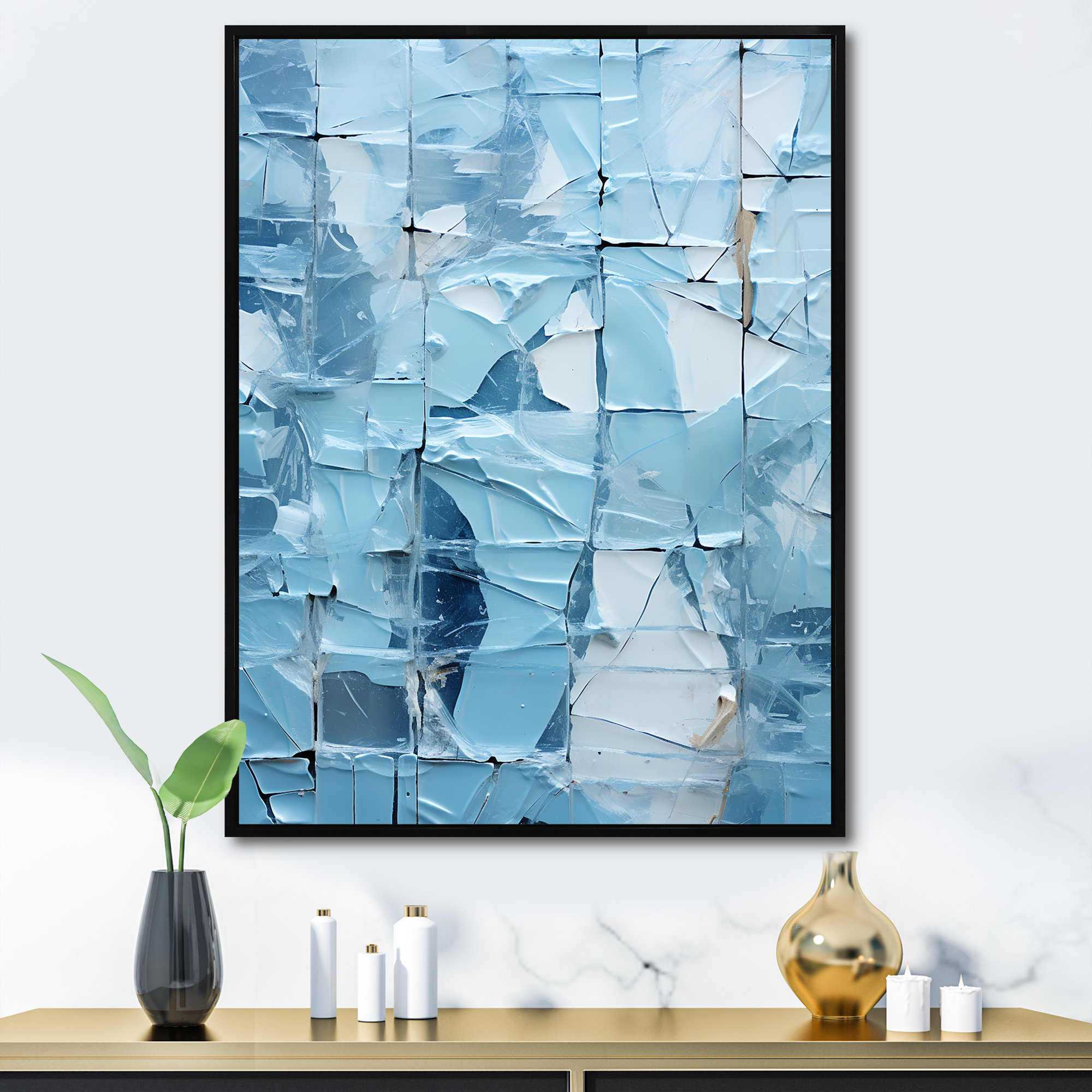 Brayden Studio® Blue Frosty Collage II - Abstract Collages Wall Art ...