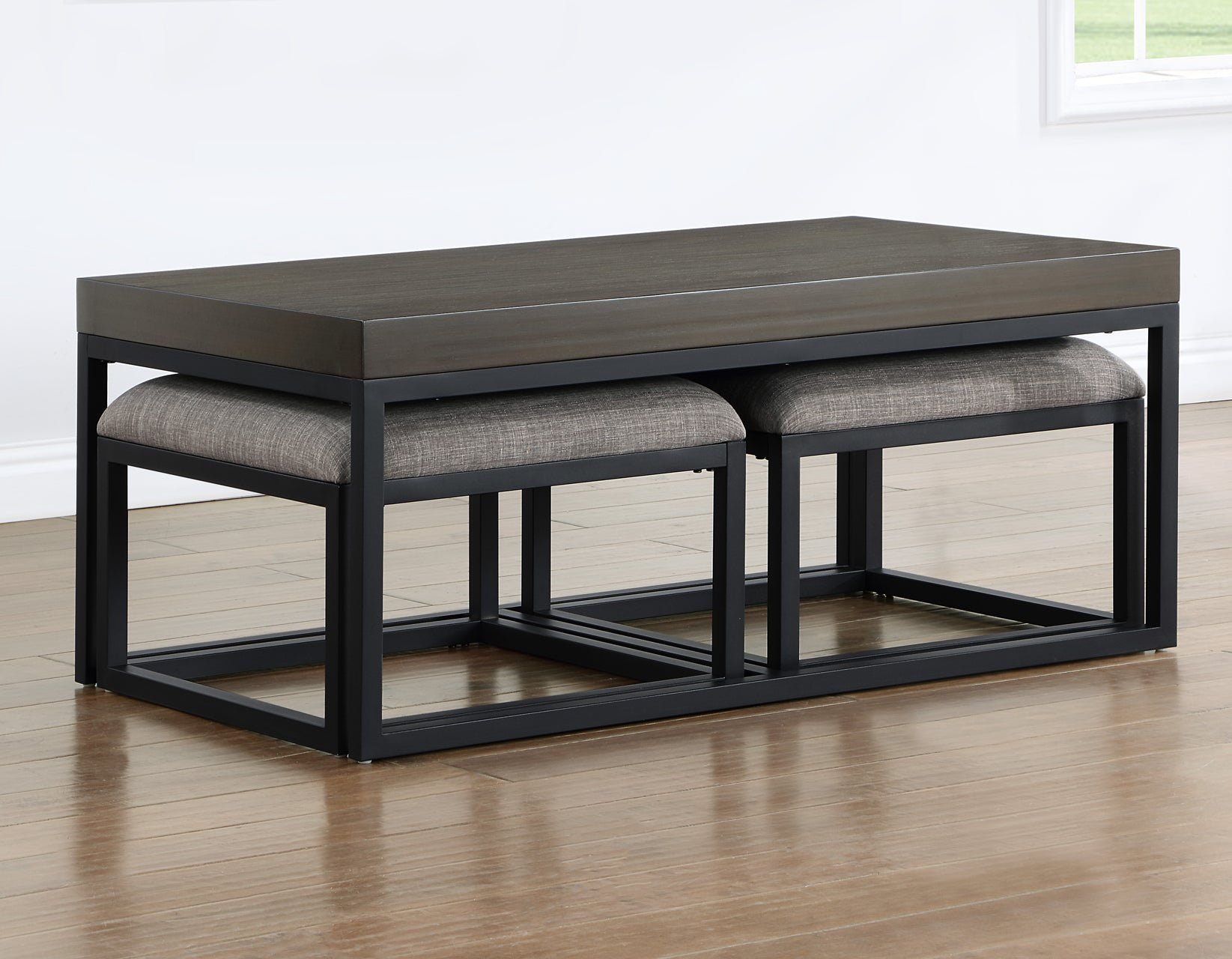 17 Stories Yukon Rectangular Nesting Coffee Table with 2 Stools | Wayfair