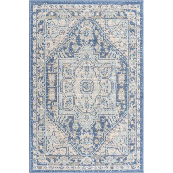 Bungalow Rose Shailena Oriental French Blue Area Rug & Reviews | Wayfair