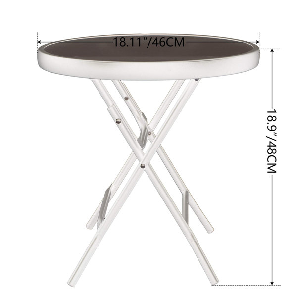 Dakota Fields Folding Side Table, Small Round Patio Table - Transparent ...