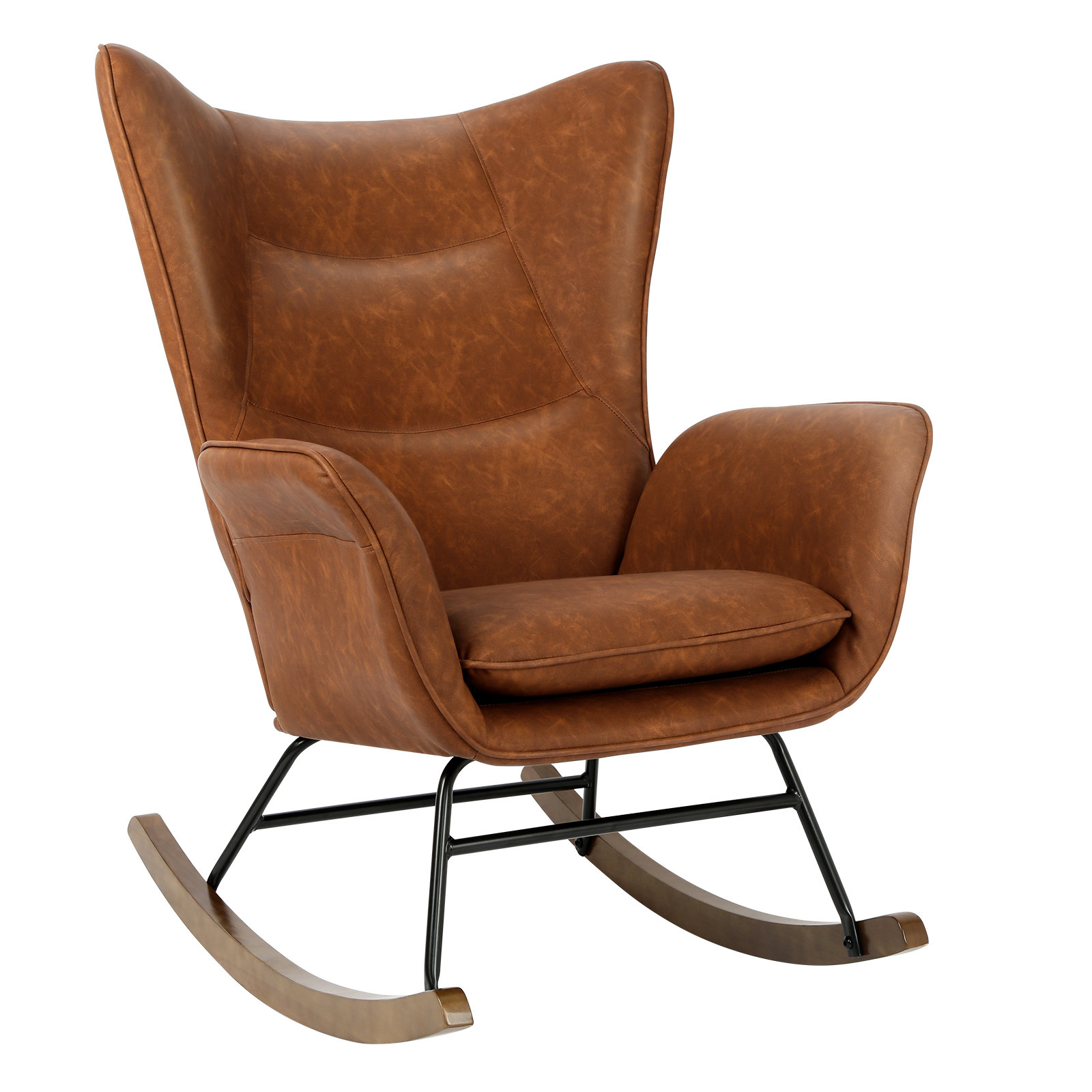 George Oliver Kindyl Steel Frame / Wooden Legs / PU Leather Rocking ...