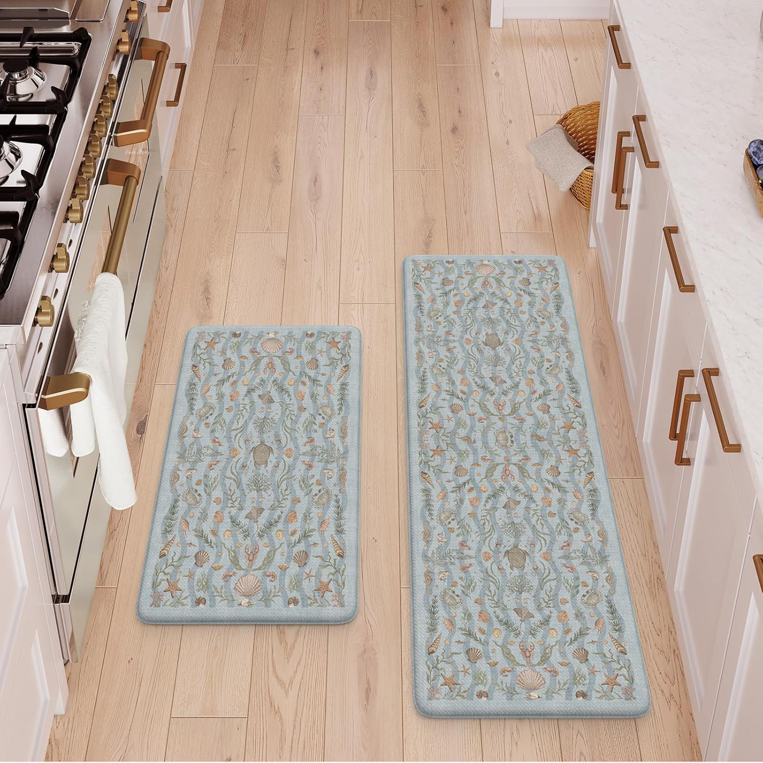 Beachcrest Home™ Green Kitchen Floor Mat Non Slip Kitchen Rug Set of 2 ...