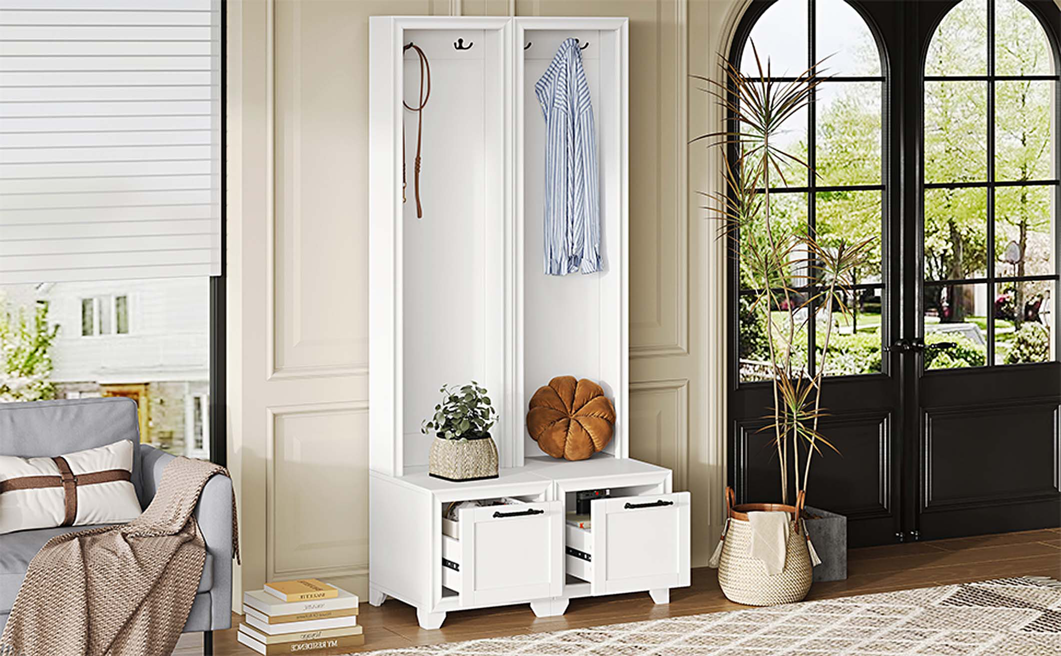 Wildon Home® Elegant Free Standing Hall Tree Set of 2, Multifunctional ...