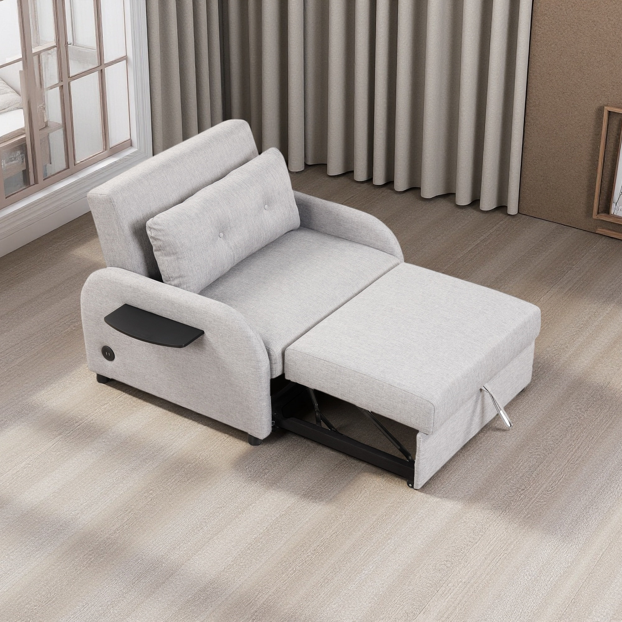 Mercer41 3-in-1 Pull Out Sofa Sleeper with Wing Tables & USB Charging ...