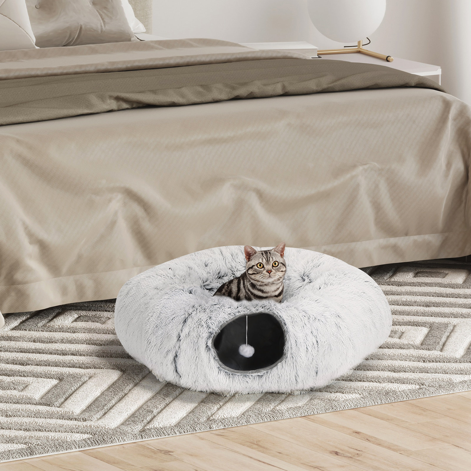 Latitude Run® LARGE CAT TUNNEL WITH BED, PLUSH CAT CIRCLE TUNNEL WITH ...