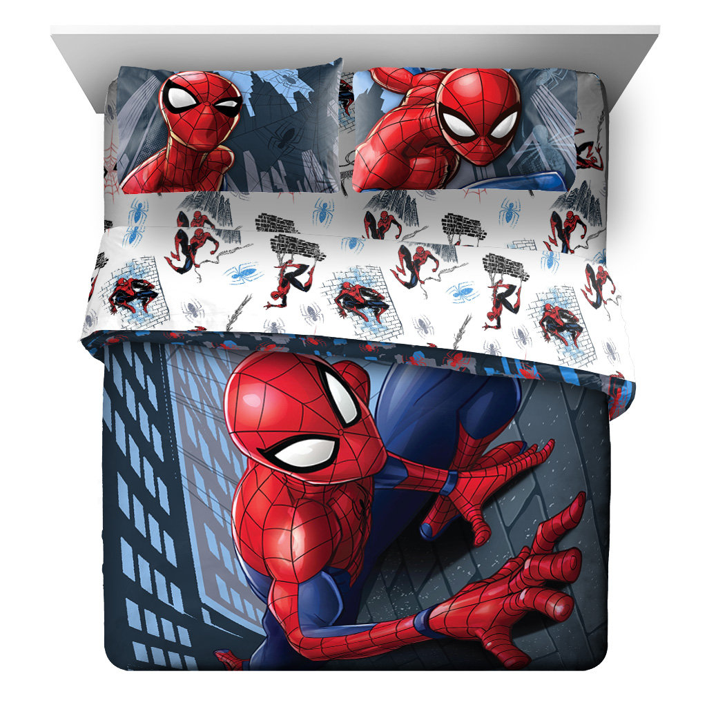 Marvel Spiderman Crawl 7 Piece Full Bed Set w/ Sham & Reviews | Wayfair