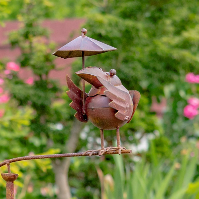 Arlmont & Co. Keyron Two Birds with Umbrella Balance Garden Stake | Wayfair