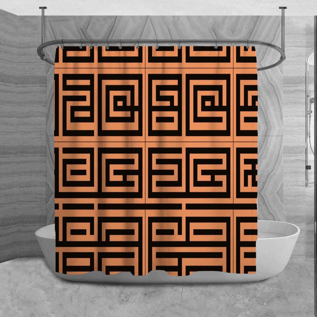 East Urban Home Greek Key Shower Curtain Pattern Bathroom Decor Black ...