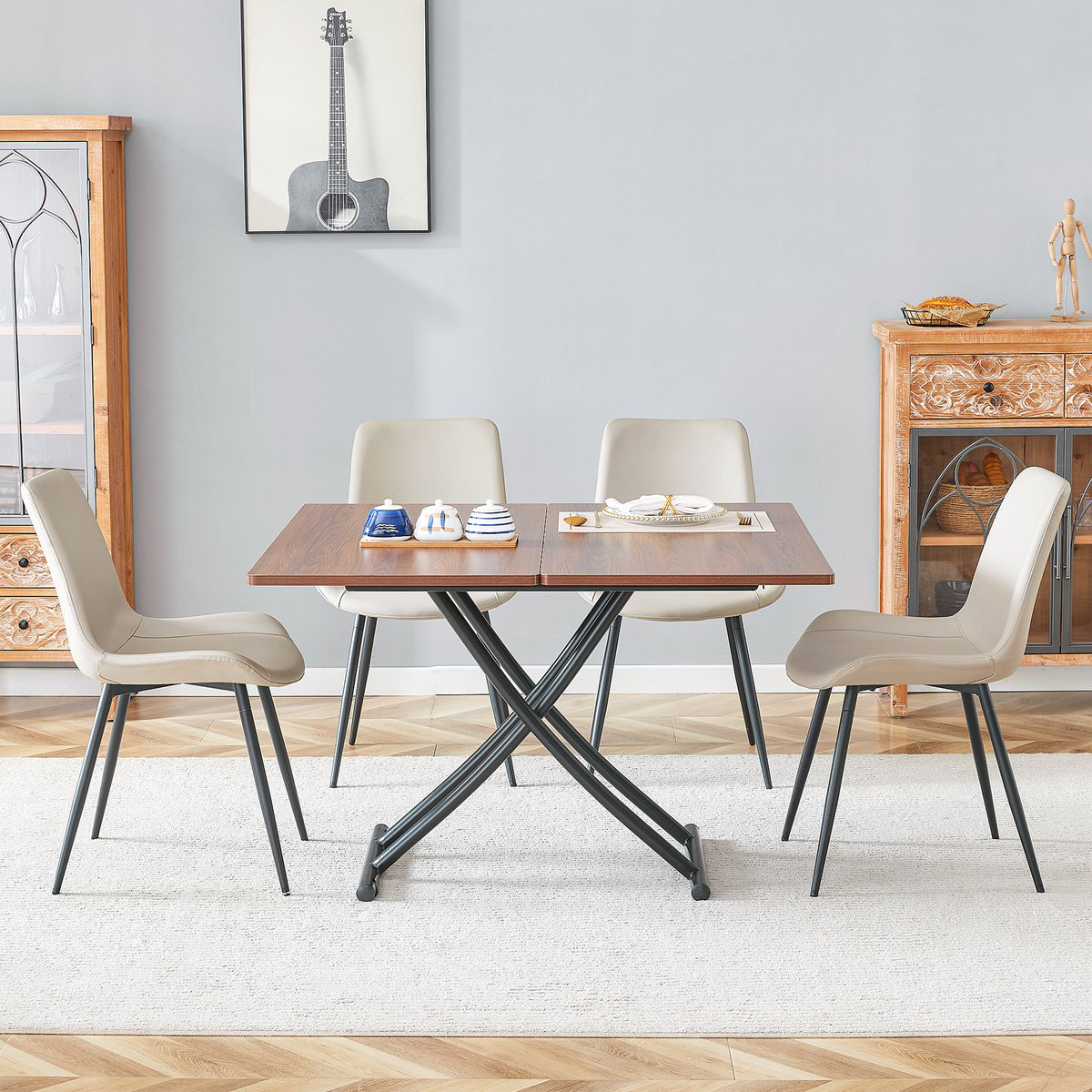 17 Stories Table And Chair Set.Modern Multifunctional Lifting Platform ...