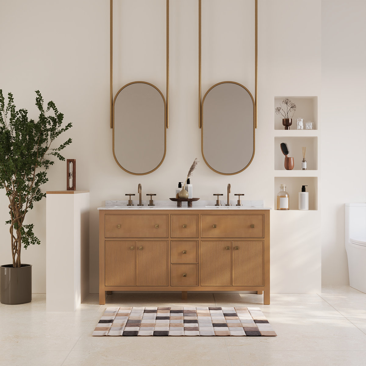 DeerValley Lignum 60" Fully Assembled Double Bathroom Vanity with ...