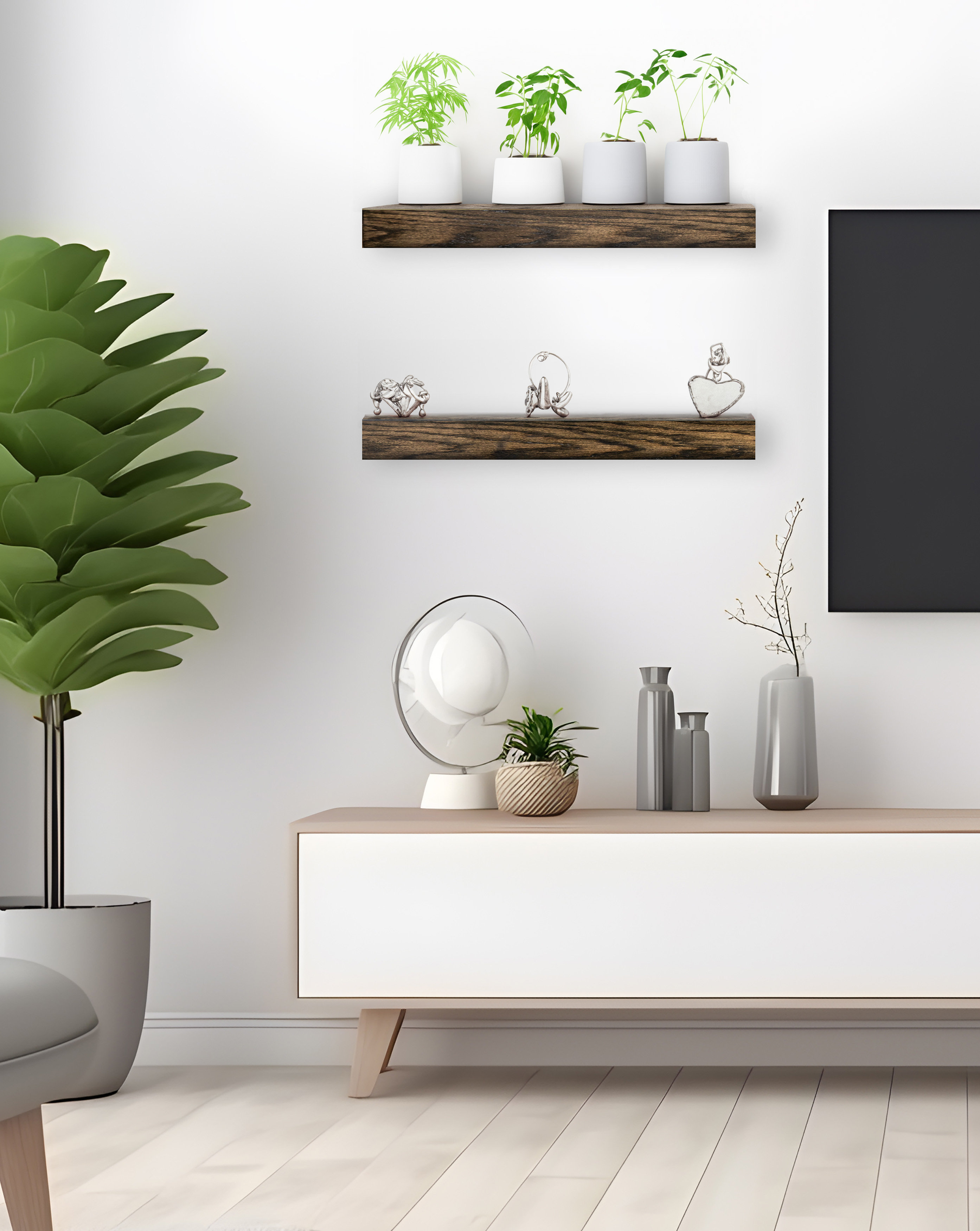 Rayne Mirrors Emerald Lee 2 Piece Oak Floating Shelf | Wayfair