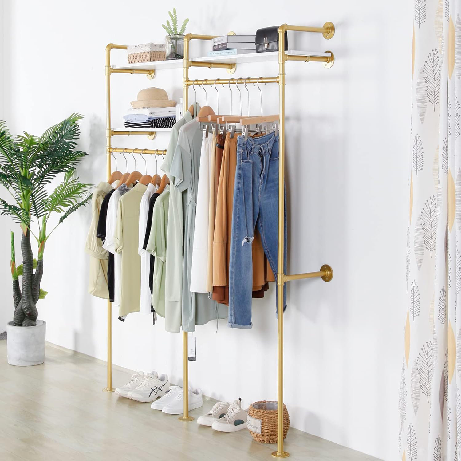 Trent Austin Design Industrial Pipe Wall Mounted Clothing Rack With ...