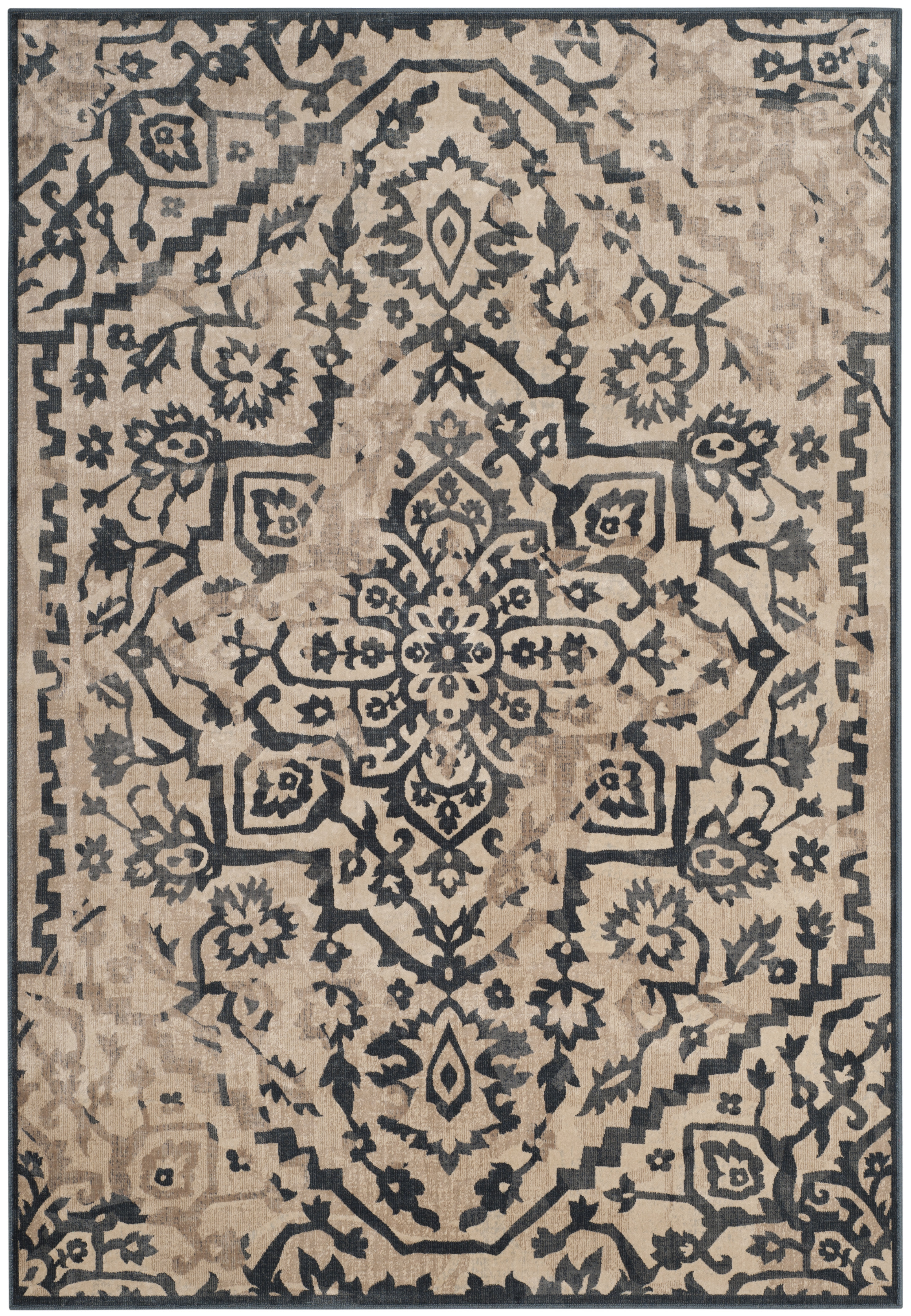Langley Street Evanoff Oriental Cream/Navy Area Rug & Reviews - Wayfair ...