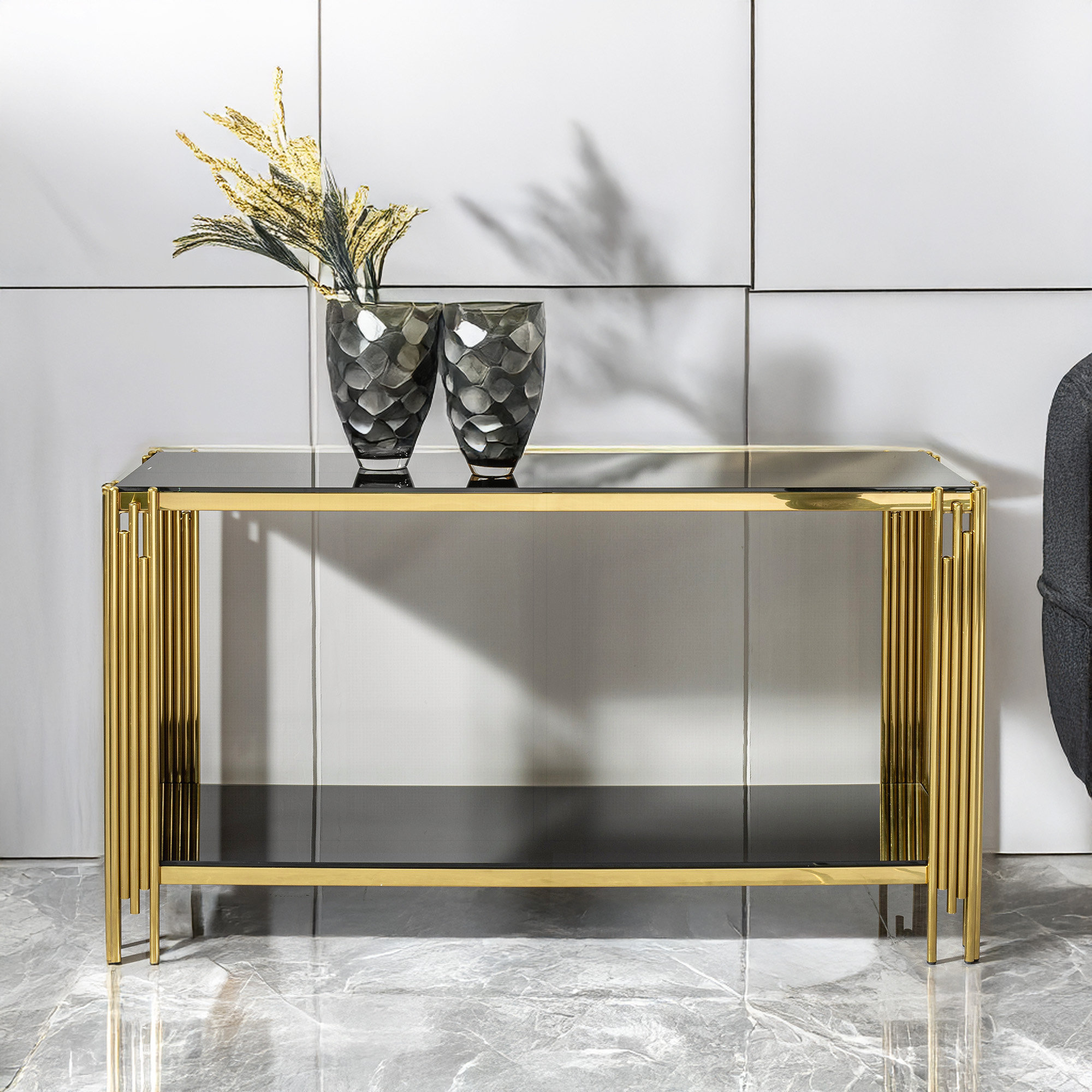 Mercer41 Exquisite Tempered Glass Console Table for Versatile Living ...