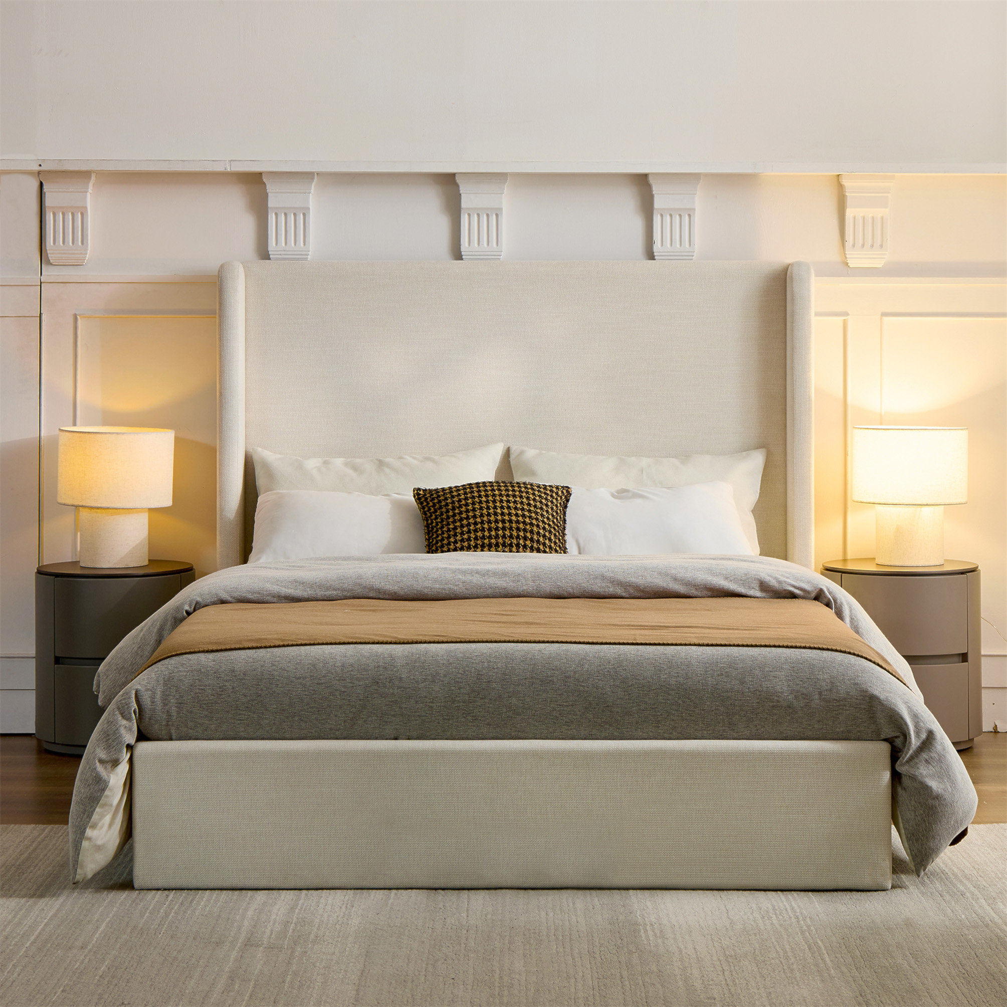 Latitude Run® Carmen Upholstered Wingback Bed / Upholstered Platform ...