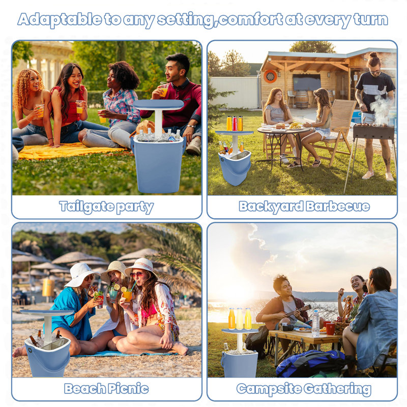 Olilawn Outdoor Ice Bucket For Parties, Cooler Table With Lift Top Lid ...