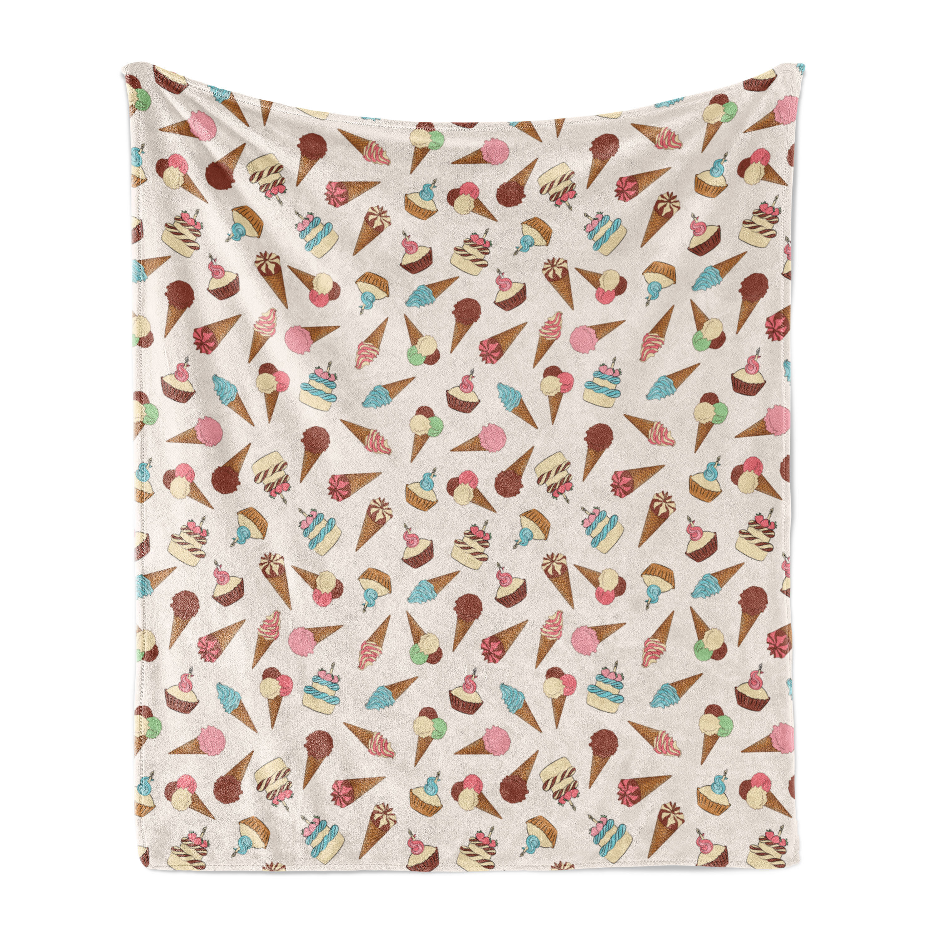 Ambesonne Dessert Fleece Throw Blanket Ice Cream and Cake Patterns ...