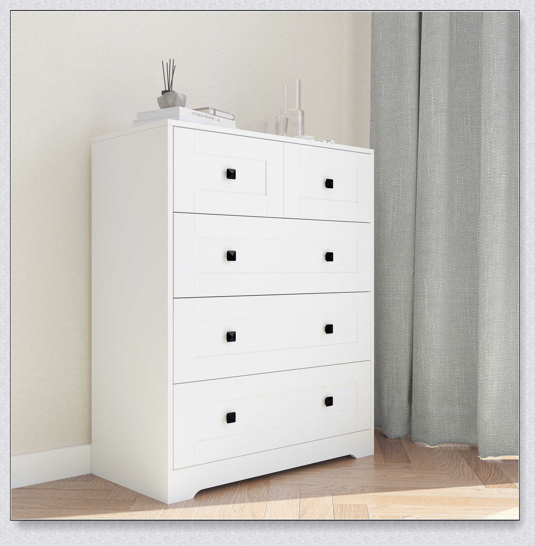 Red Barrel Studio 5-Drawer Chest With Farmhouse Style Sliding Door ...