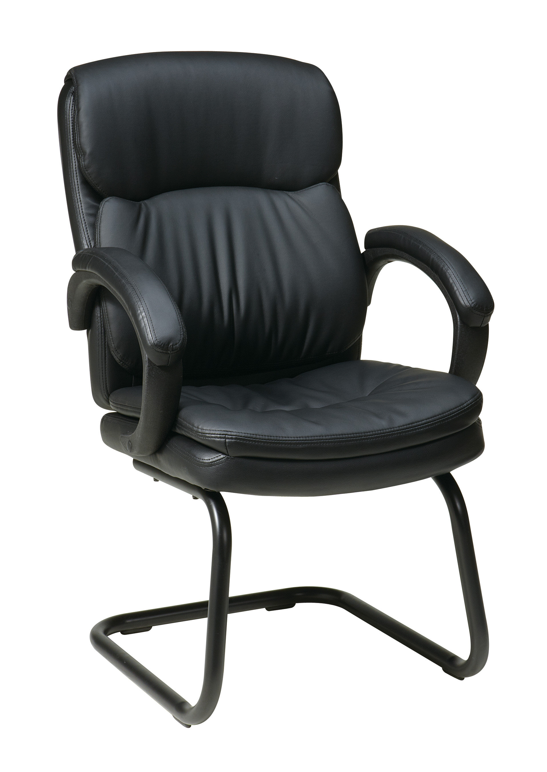Inbox Zero Nasma 24.5" W Leather Seat Waiting Room Chair with Metal Frame | Wayfair