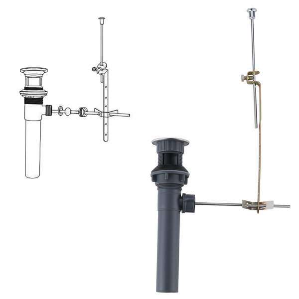 WOWOW Lift Rod Bathroom Sink Drain with Overflow | Wayfair