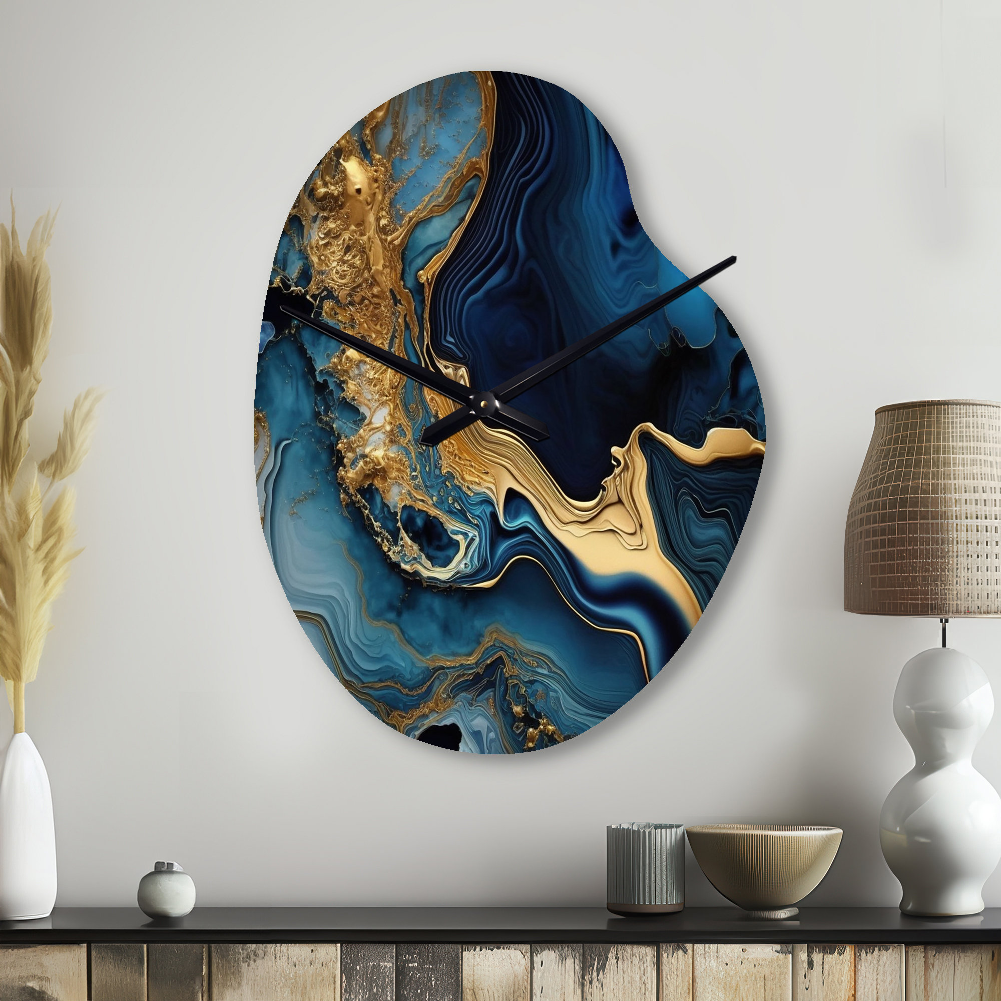Design Art Abstract Geode Marble Blue III - Marble Irregular Shape ...