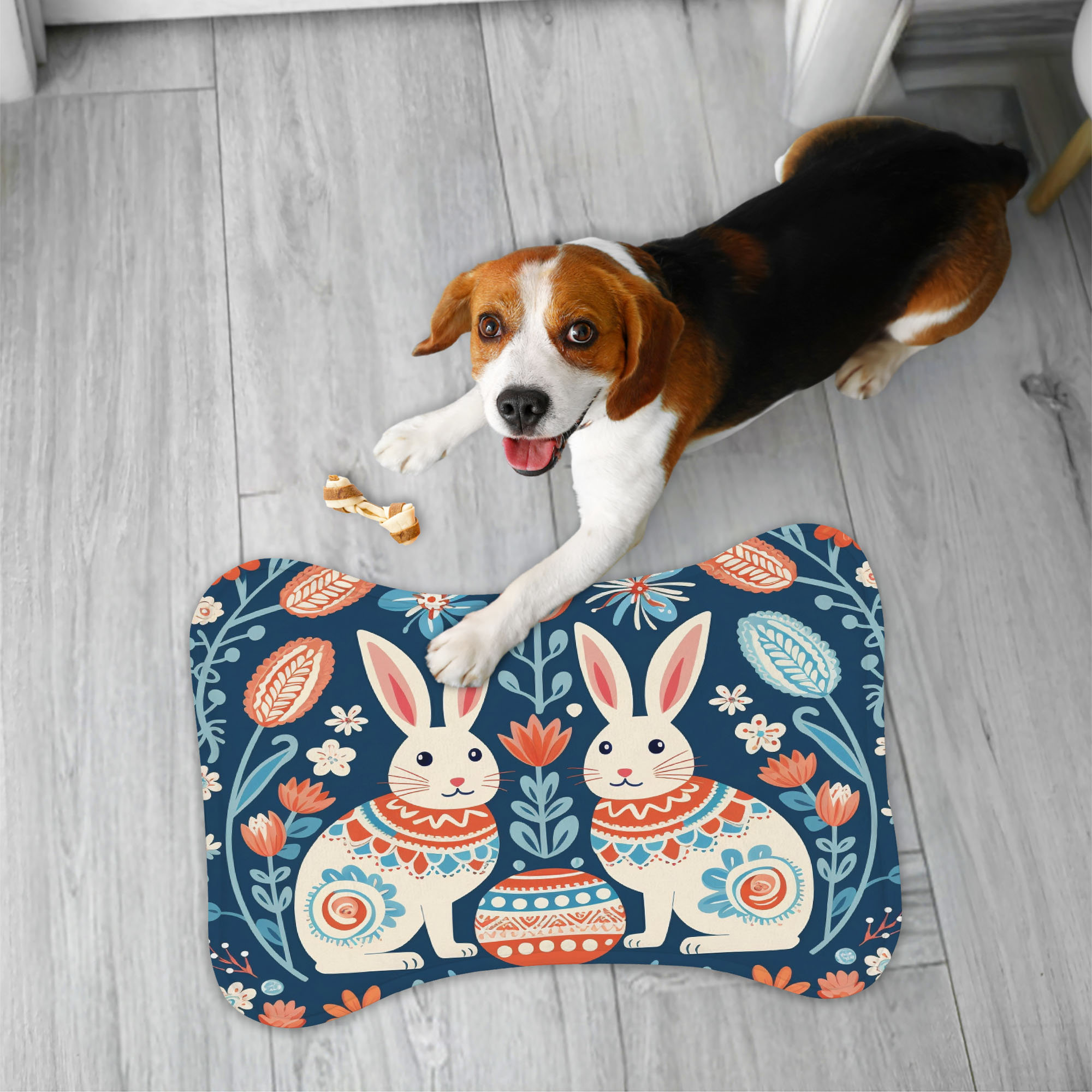 MentionedYou Scandinavian Rabbits - 1 Piece Bone Shape Feeding Mat ...