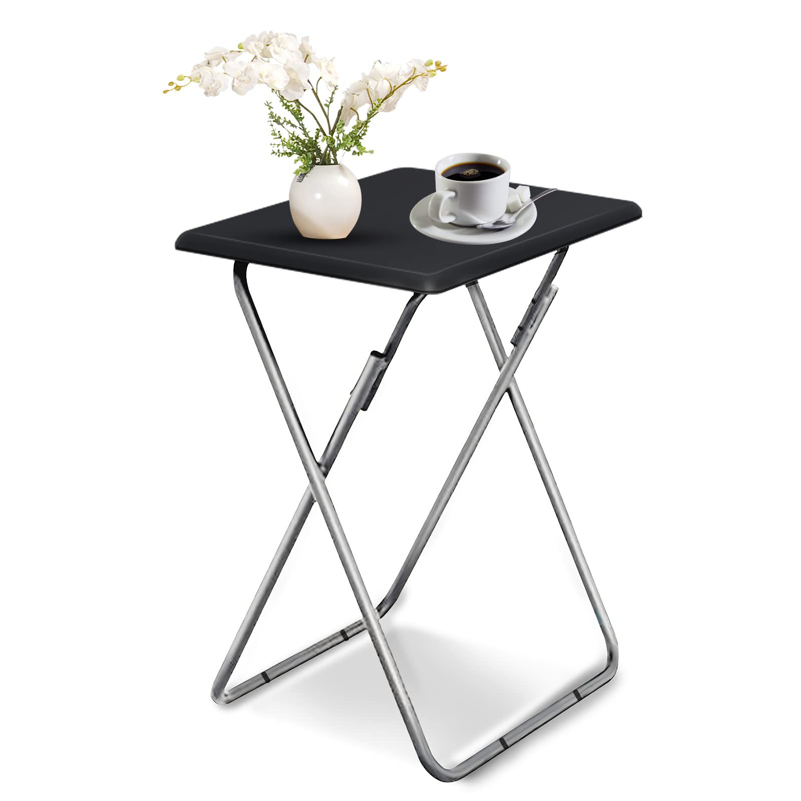 Everly Quinn Folding TV Tray Table,TV Dinner Table With Sturdy MDF Top ...