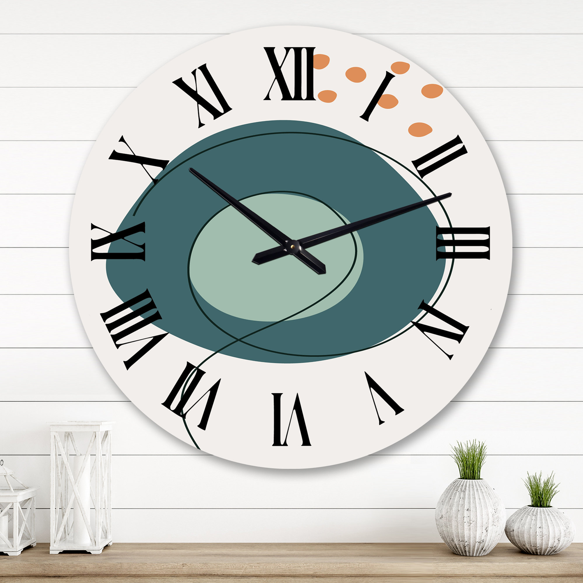 East Urban Home Botanical Boho Poster I Oversized Wall Clock | Wayfair