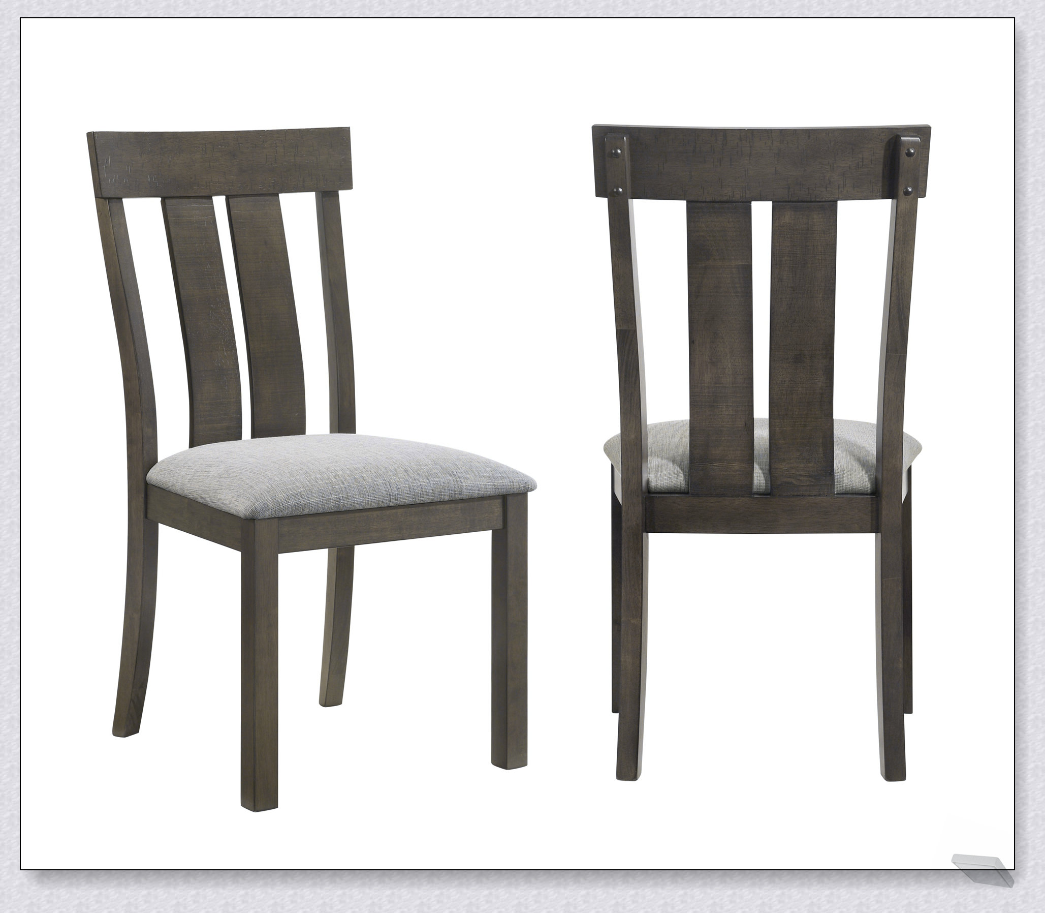 Ophelia & Co. 2pc Rustic Upholstered Dining Chairs with Rich Wood ...