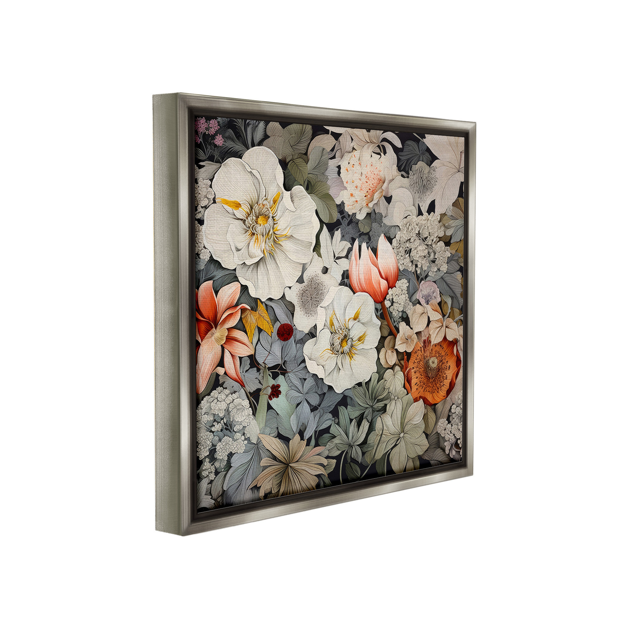 Red Barrel Studio® " Vintage Blossom Pattern Floater Frame " by Lazar ...