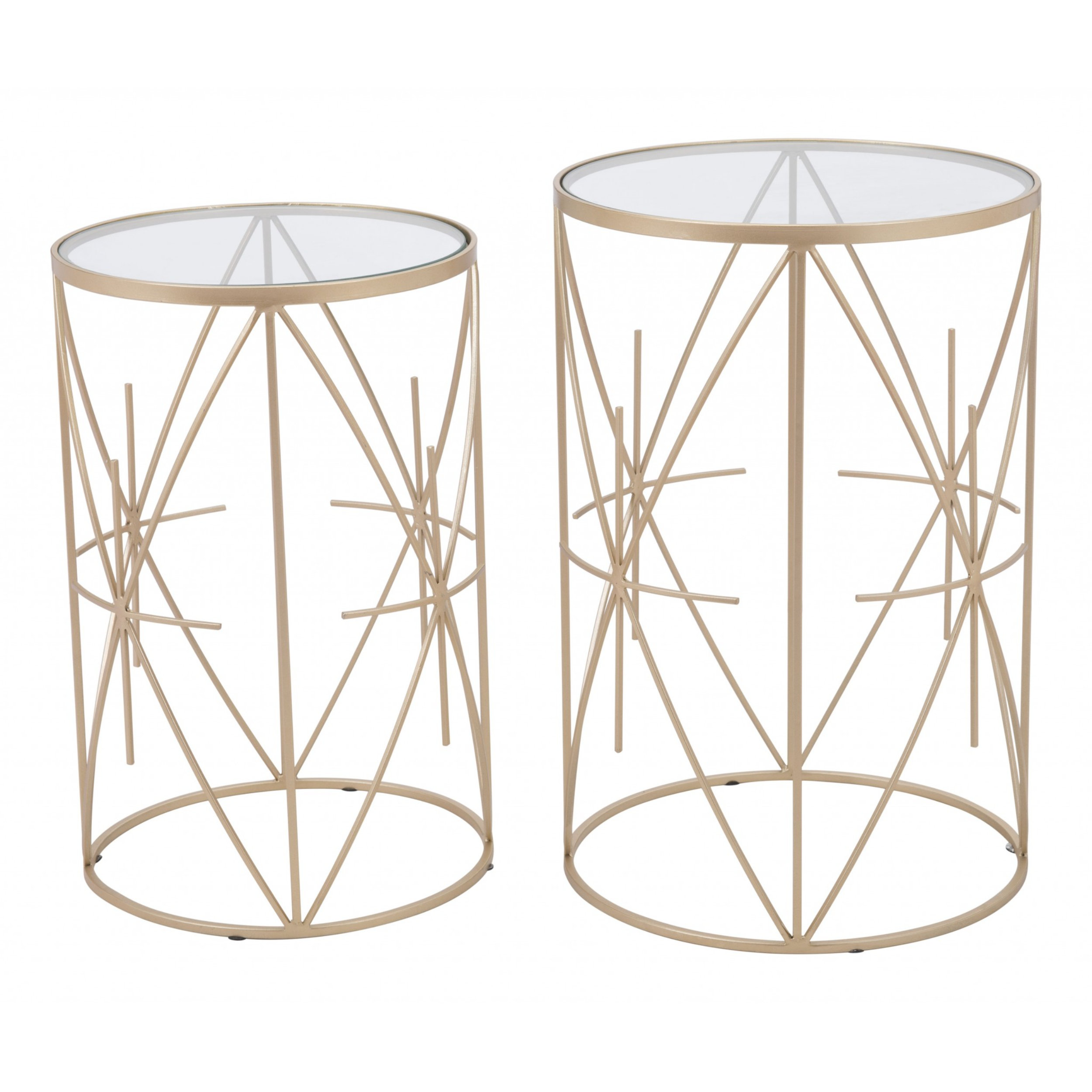 Mercer41 2 Piece Glass Drum End Table | Wayfair