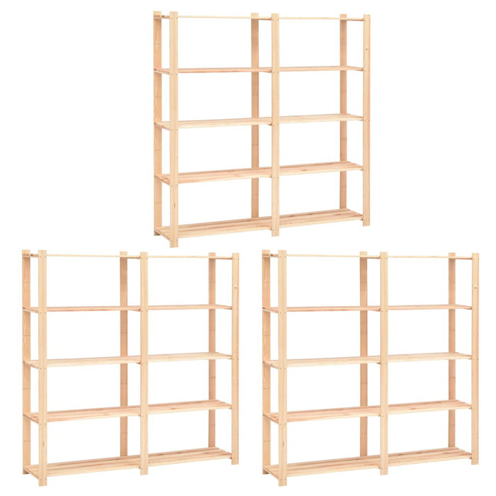 Rebrilliant 1/2/3/5/10x Solid Wood Pine 5-Tier Storage Rack Wooden ...