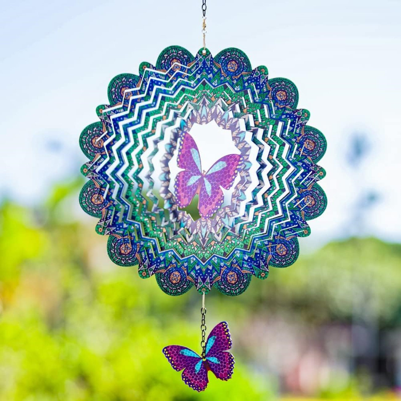 Arlmont & Co. Outdoor Wind Spinner Metal 12 Inches Butterfly Hanging ...
