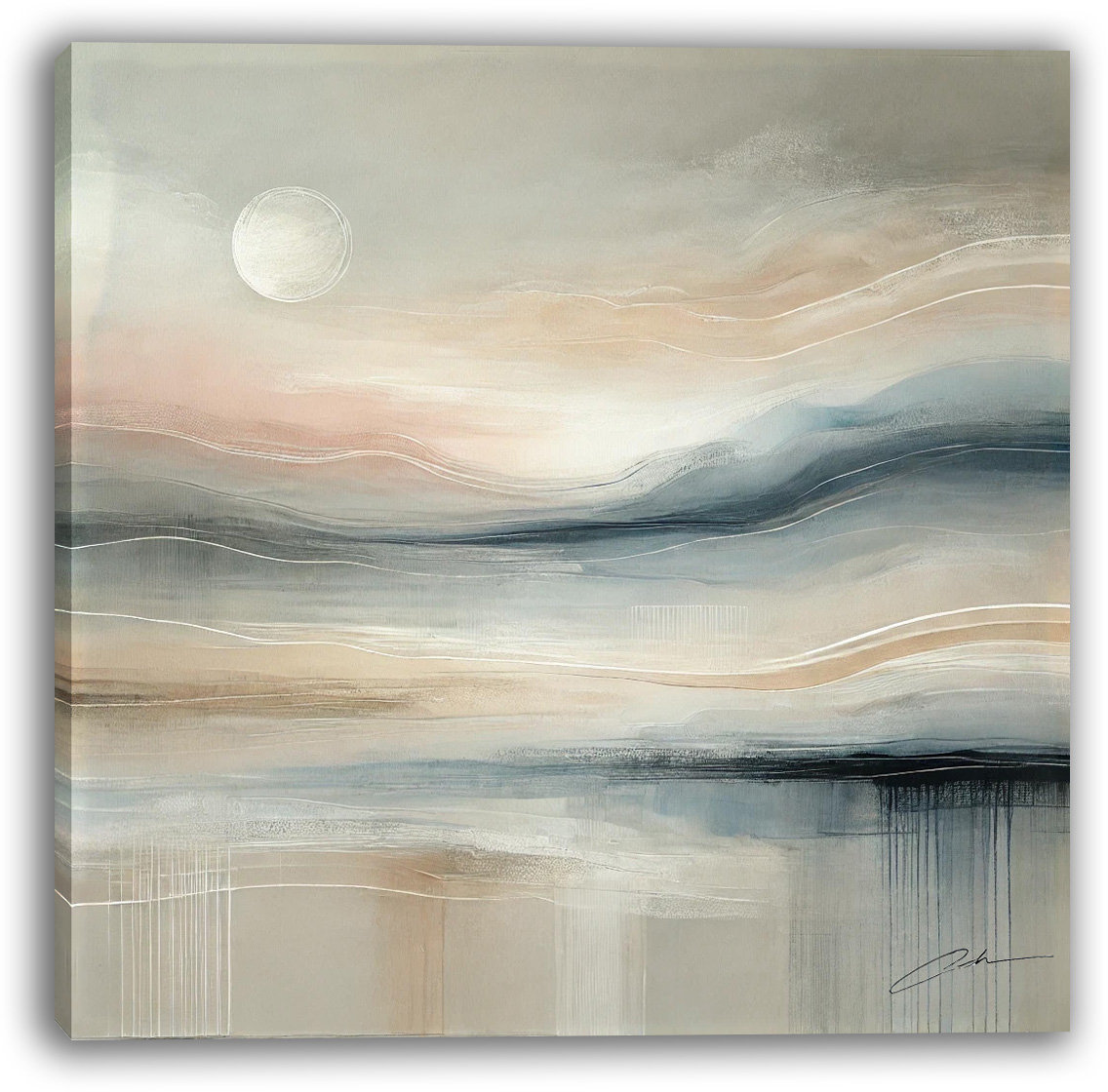 Dakota Fields Misty Horizon: Abstract Nature-Inspired Canvas Print ...