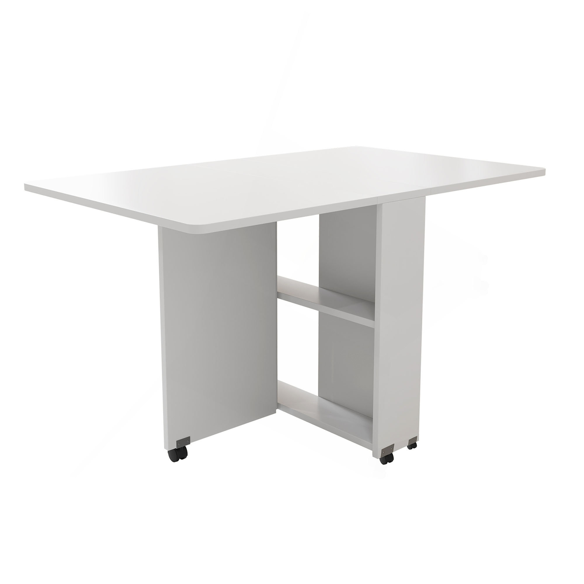 George Oliver Folding Drop Leaf Dining Table With 6 Wheels And 2-Layer ...