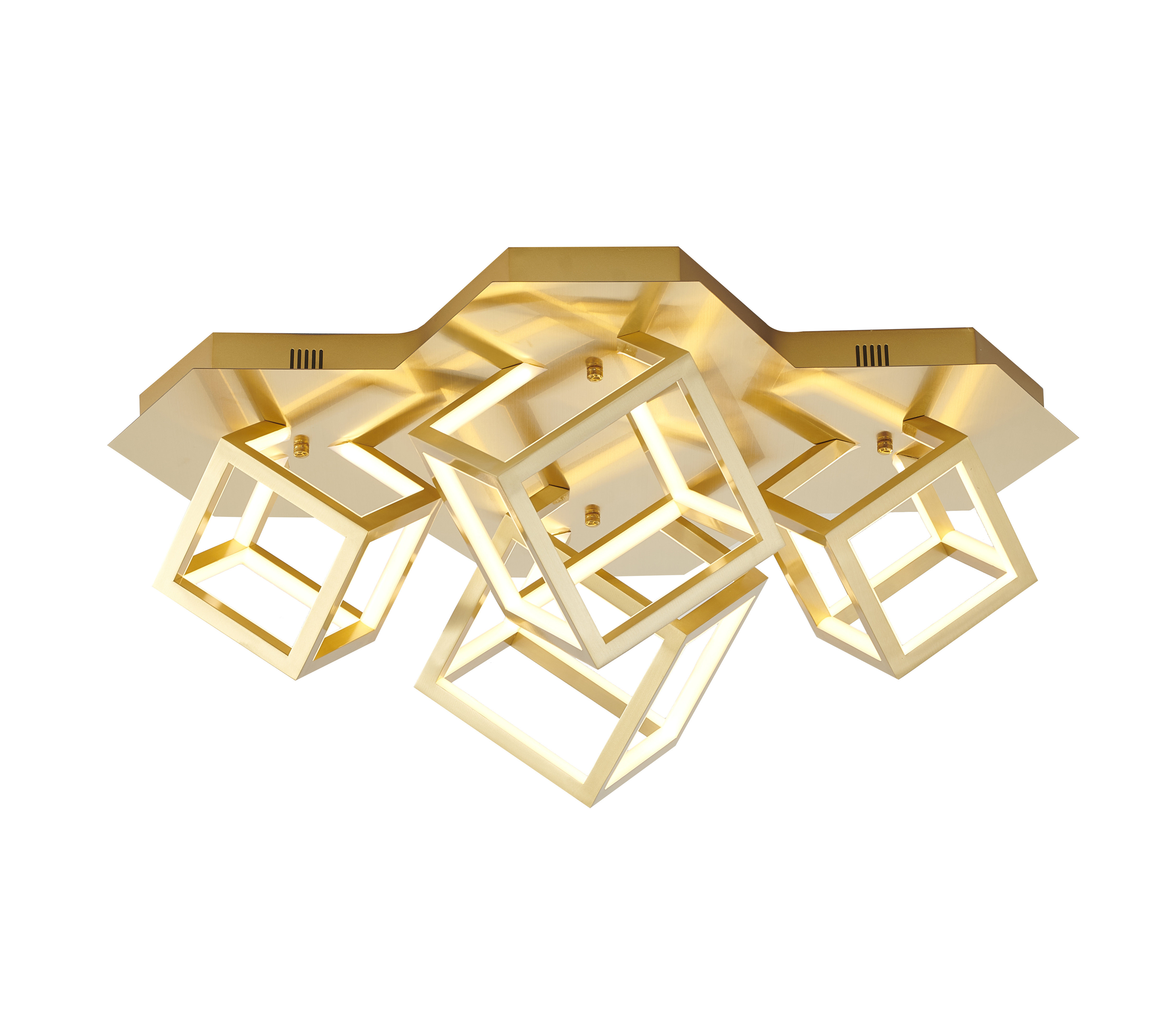 Orren Ellis Kingsteignt Silver LED Multi-Square Flush Mount With White ...